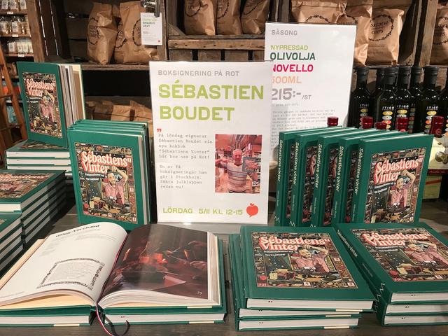 Sébastien Boudet dédicace son livre de cuisine Vinter à Stockholm