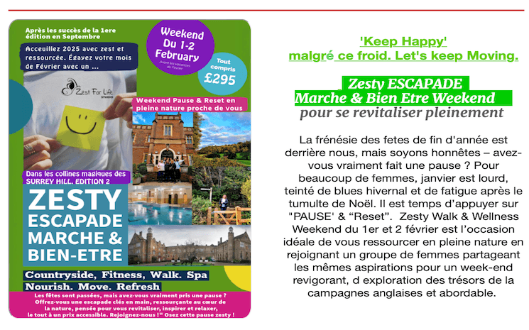 Zesty ESCAPADE Marche & Bien Etre Weekend