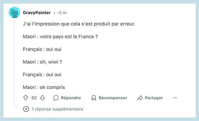 En Māori, le mot France se traduit par “Wiwi”